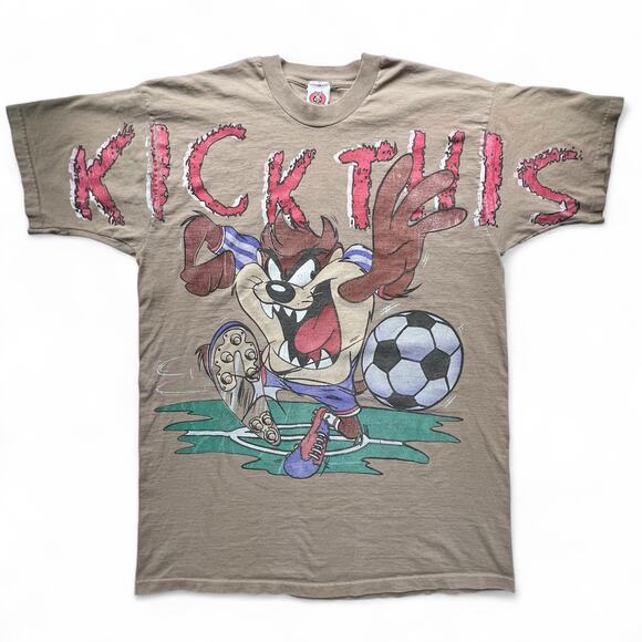 Warner Bros. | Shirts | Vintage 9s Taz Kick This Soccer Tasmanian ...